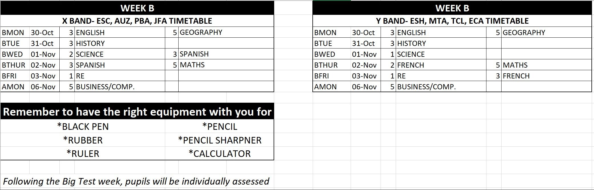 Exam Timetables - Trinity High